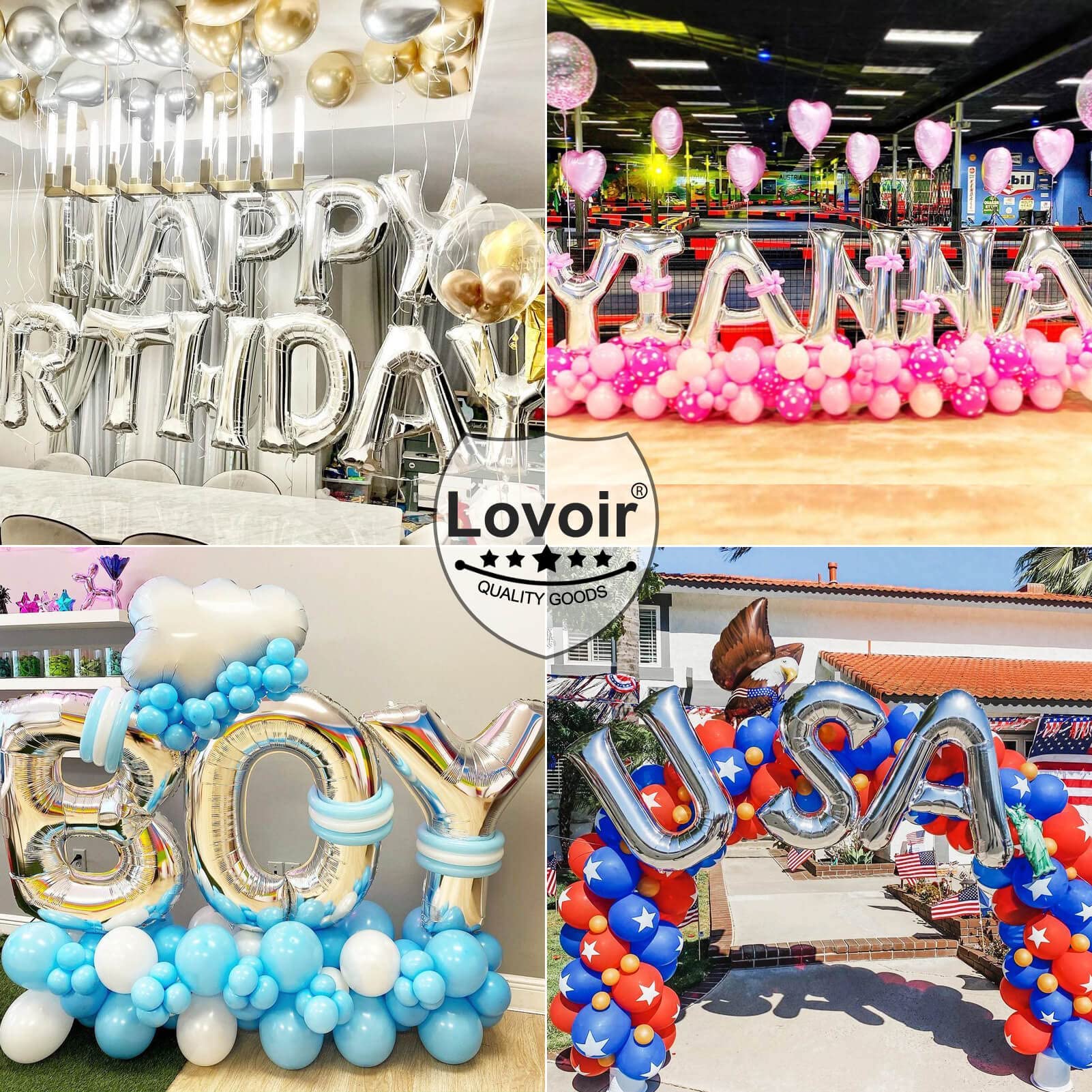 Lovoir 40 Inch Large Silver Letter C Balloons Big Size Jumbo Mylar Foil Helium Balloon for Birthday Party Celebration Decorations Alphabet Silver C