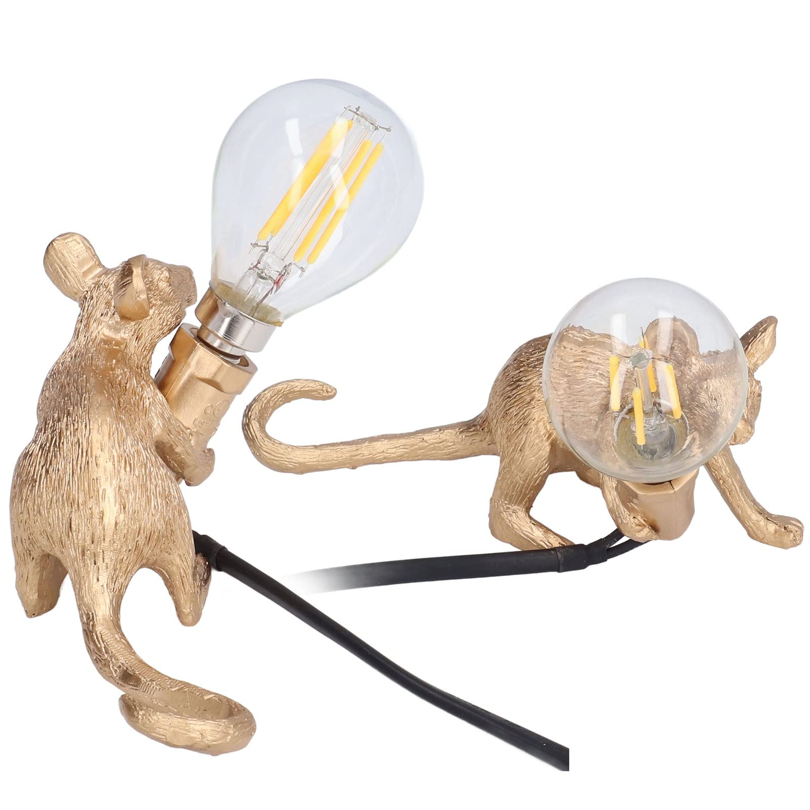 Hyuduo Modern Desk Lamp, Mouse Figure Lights, Novelty Decorative Lamp Holder with E12 Bulb for Home(US Plug Golden Lying),Desktop Decorative Lights