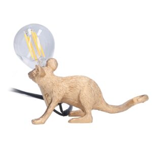 Hyuduo Modern Desk Lamp, Mouse Figure Lights, Novelty Decorative Lamp Holder with E12 Bulb for Home(US Plug Golden Lying),Desktop Decorative Lights