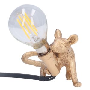 Hyuduo Modern Desk Lamp, Mouse Figure Lights, Novelty Decorative Lamp Holder with E12 Bulb for Home(US Plug Golden Lying),Desktop Decorative Lights