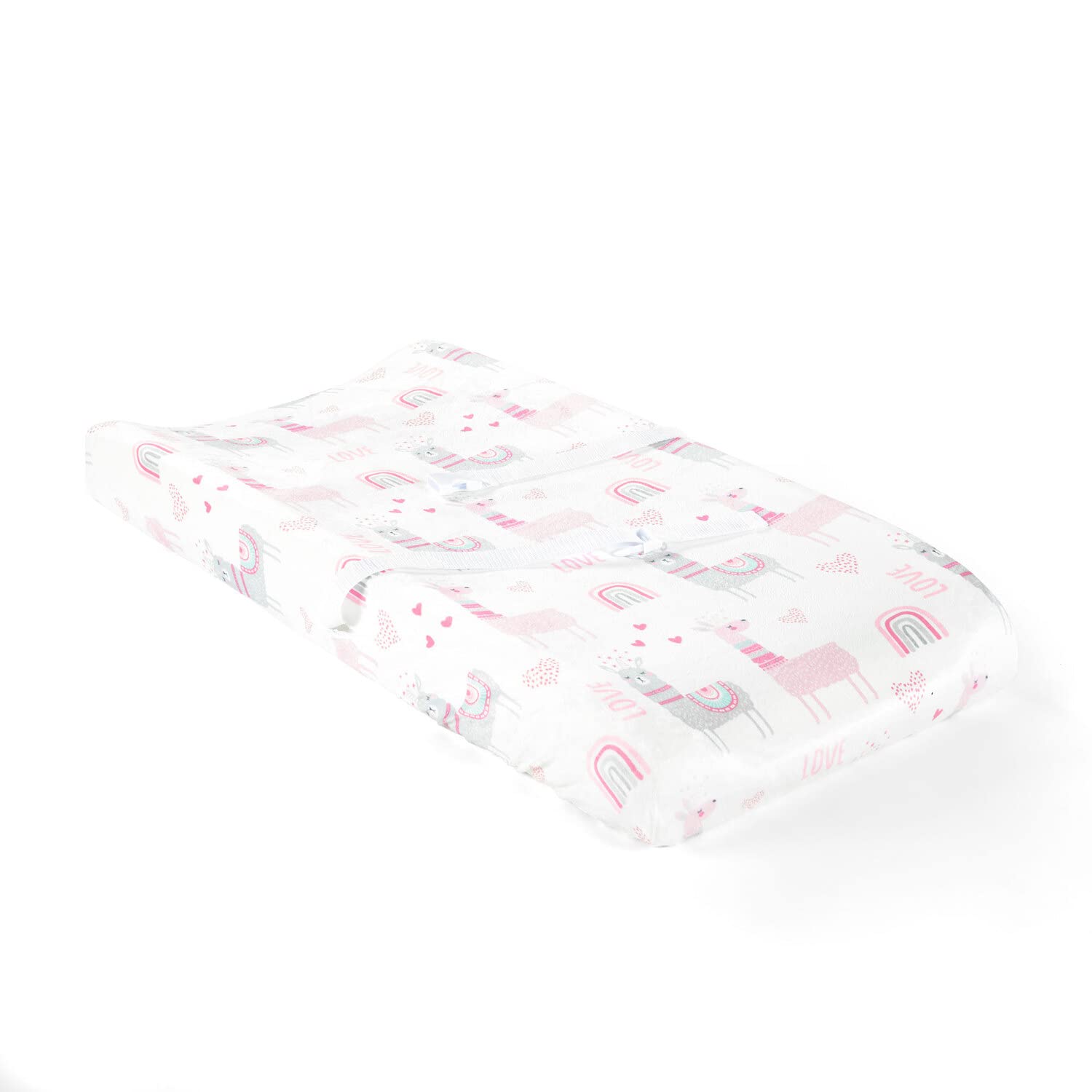 Lush Decor Llama Love Soft & Plush Changing Pad Cover, 32" x 16", Pink