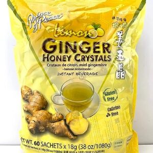 Prince of Peace Instant Ginger Honey Crystals with Lemon, 60 Sachets – Instant Hot or Cold Beverage – Easy to Brew – Drink Like a Tea – Caffeine and Gluten Free – Real Ginger