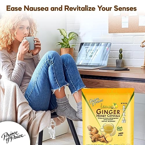 Prince of Peace Instant Ginger Honey Crystals with Lemon, 60 Sachets – Instant Hot or Cold Beverage – Easy to Brew – Drink Like a Tea – Caffeine and Gluten Free – Real Ginger