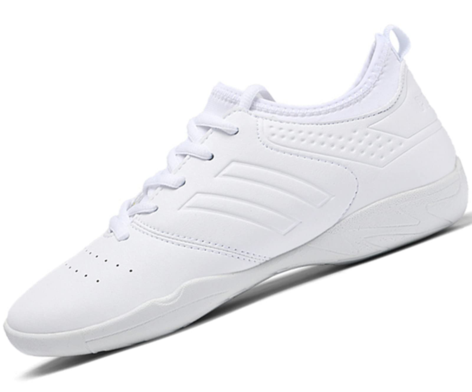 DADAWEN Cheer Shoes for Youth Girls Women White Cheerleading Dancing Shoes Athletic Training Tennis Walking Breathable Competition Cheer Sneakers White US Size 8/EU Size 40