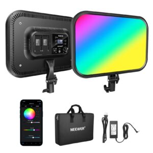 neewer 18.3" rgb led video light panel with app control, 360°full color, 1 pack 60w dimmable 2500k~8500k rgb led panel cri/tlci 97+ with 17 special scenes effect for game youtube zoom photography