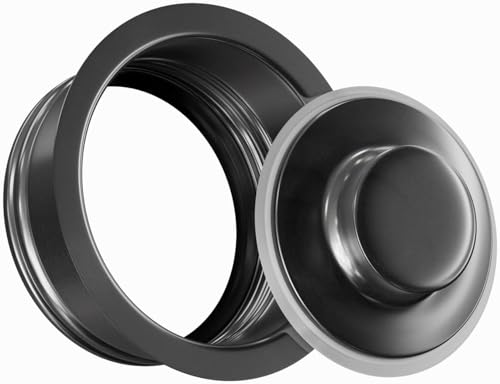 HausinLuck Garbage Disposal Flange, Gunmetal Black Garbage Disposal Drain Garbage Disposal Sink Flange and Stopper, Garbage Disposal Flange Plug for 3-1/2 Inch Drain Hole, Sink Flange and Stopper