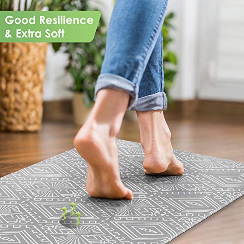 HITIK Kitchen Mats Rug Anti Fatigue(17.32''X47.24 ''),Ergonomic Cushioned Floor Rug Standing Mat Area Thick PVC Waterproof, Non-Slip, Oil Resistant Floor Mats for Kitchen, Office