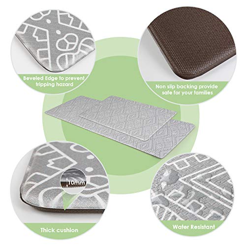 HITIK Kitchen Mats Rug Anti Fatigue(17.32''X47.24 ''),Ergonomic Cushioned Floor Rug Standing Mat Area Thick PVC Waterproof, Non-Slip, Oil Resistant Floor Mats for Kitchen, Office