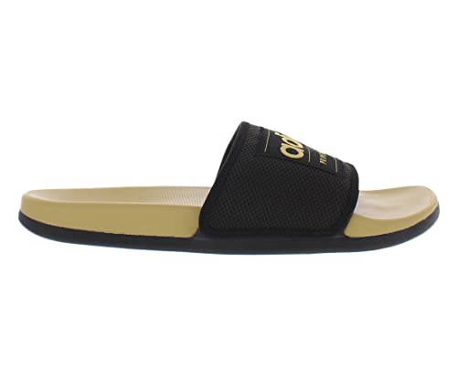 adidas Adilette Comfort Slides Black/Golden Beige/Golden Beige Men's 10, Women's 11 Medium