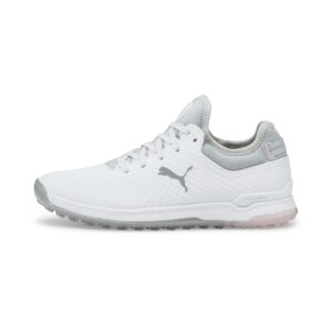 puma golf women's proadapt alphacat golf shoe, puma white/puma silver/pink lady, 7.5