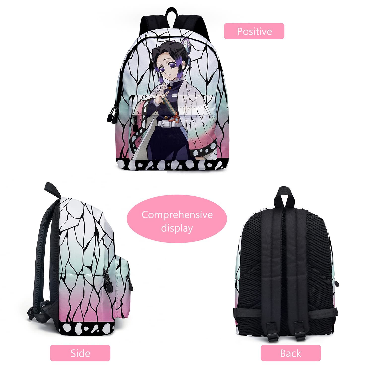 AidiTrend Anime Canvas Bag Kochou Shinobu School Bags Girls Boy Travel Bag Notebook Bags Cosplay Accessories Medium