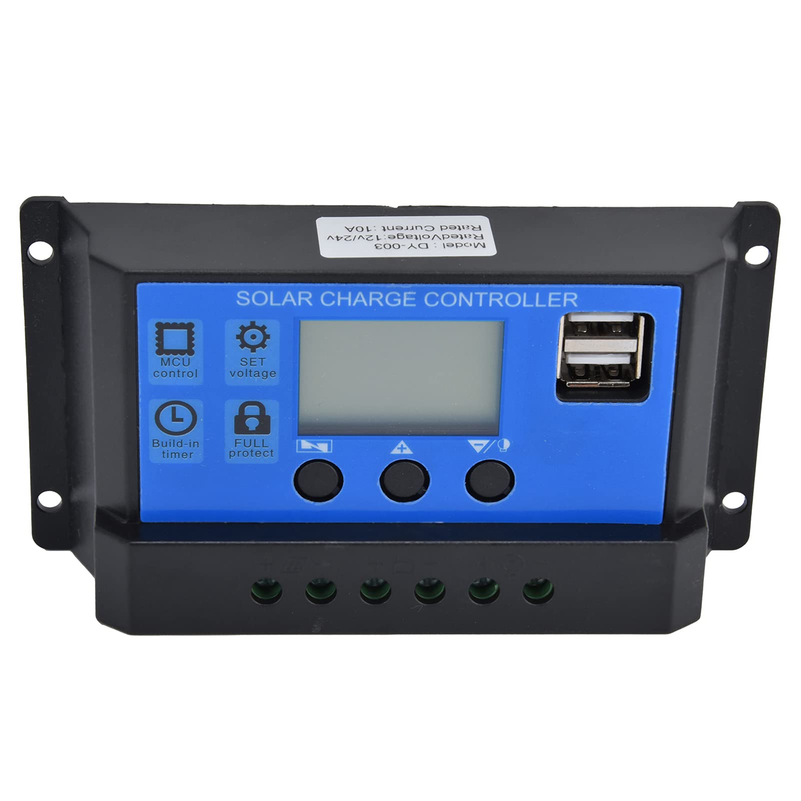 Solar Controller Panel Charger LCD Display Dual USB Intelligent Control Regulator DC 12V/24V(10A)