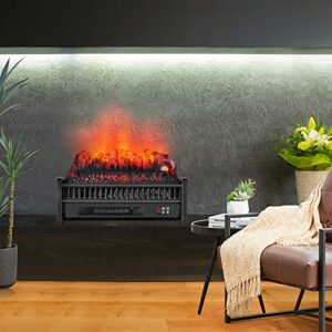 Tangkula 23" Electric Fireplace Log Heater, 1400 W Freestanding Electric Fireplace Stove Insert w/Realistic Flame, Ember Bed, Adjustable Brightness, Overheat Protection, 6H Timer, Remote Control