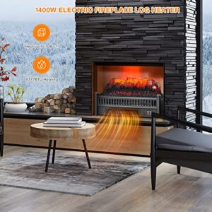 Tangkula 23" Electric Fireplace Log Heater, 1400 W Freestanding Electric Fireplace Stove Insert w/Realistic Flame, Ember Bed, Adjustable Brightness, Overheat Protection, 6H Timer, Remote Control