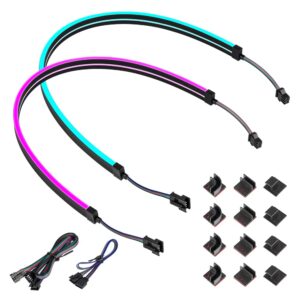 btf-lighting neon rgb pc light strip 2pcs 19.7in rgb led strip for 12v 4-pin rgb led headers for asus aura sync, gigabyte rgb fusion, msi mystic light, asrock rgb