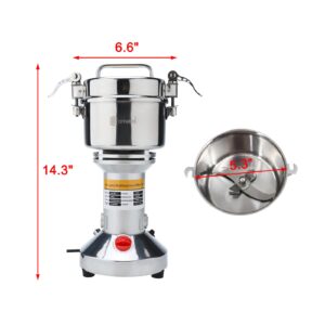 skyehomo 500g Electric Grain Mill Grinder,High-speed Spice Herb Mill, 70-300 Mesh Safety Commercial Powder Machine For Kitchen Spice Herb Pepper Coffee Corn (2500W)