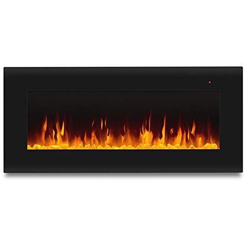 BOWERY HILL Modern 40" Wall Mounted Electric Fireplace Mantel Heater with Remote Control, Adjustable Led Flame, 1400W in Black