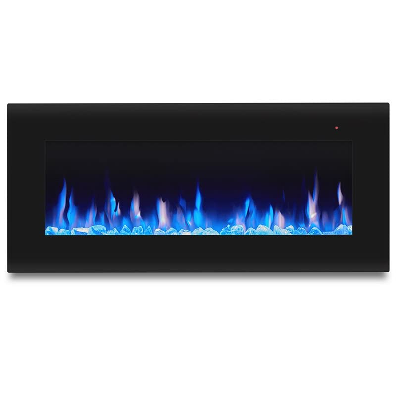 BOWERY HILL Modern 40" Wall Mounted Electric Fireplace Mantel Heater with Remote Control, Adjustable Led Flame, 1400W in Black