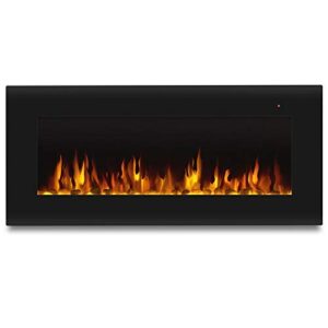 BOWERY HILL Modern 40" Wall Mounted Electric Fireplace Mantel Heater with Remote Control, Adjustable Led Flame, 1400W in Black