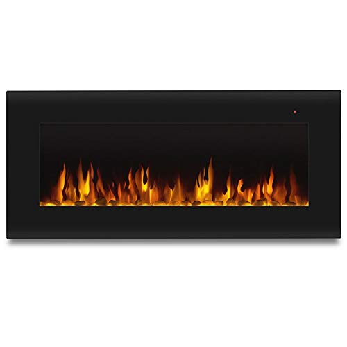 BOWERY HILL Modern 40" Wall Mounted Electric Fireplace Mantel Heater with Remote Control, Adjustable Led Flame, 1400W in Black