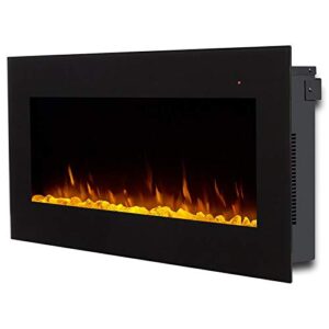 BOWERY HILL Modern 40" Wall Mounted Electric Fireplace Mantel Heater with Remote Control, Adjustable Led Flame, 1400W in Black