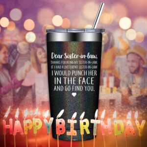 Fufendio Sister in Law Gifts - Sister in Law Mothers Day Gifts - Birthday Gifts for Sister in Law - Sister in Law Tumbler 20oz