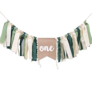 wild one highchair banner, jungle highchair banner, safari birthday，high chair banner first birthday boy，one high chair banner boy party decorations（green）