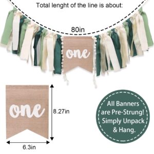 Wild One Highchair Banner, Jungle Highchair Banner, Safari Birthday，high Chair Banner First Birthday Boy，one High Chair Banner Boy Party Decorations（green）