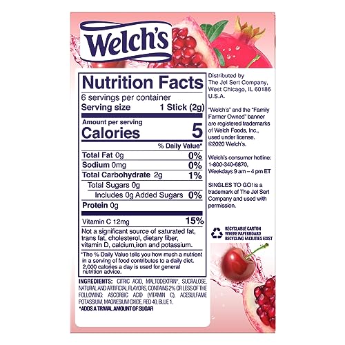 Welch's Singles to GO! Drink Mix Variety Pack - Cherry Pomegrante, Strawberry Peach, Passion Fruit and Grape