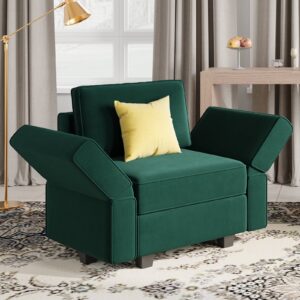 Belffin Modular Loveseat Sofa Couch with Storage Seats Velvet 2 Seater Love Seats for Small Spaces Green