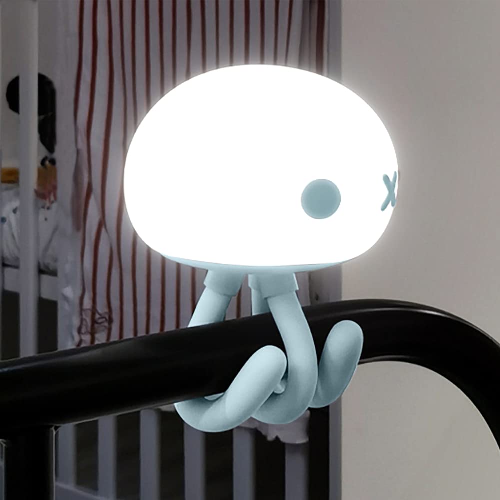 Kids Rechargeable LED Night Light │ Dimmable Baby Touch Control Lights with Charging 1800mAh │ Lovely Jellyfish Shape (Blue + IR Remote Contol)