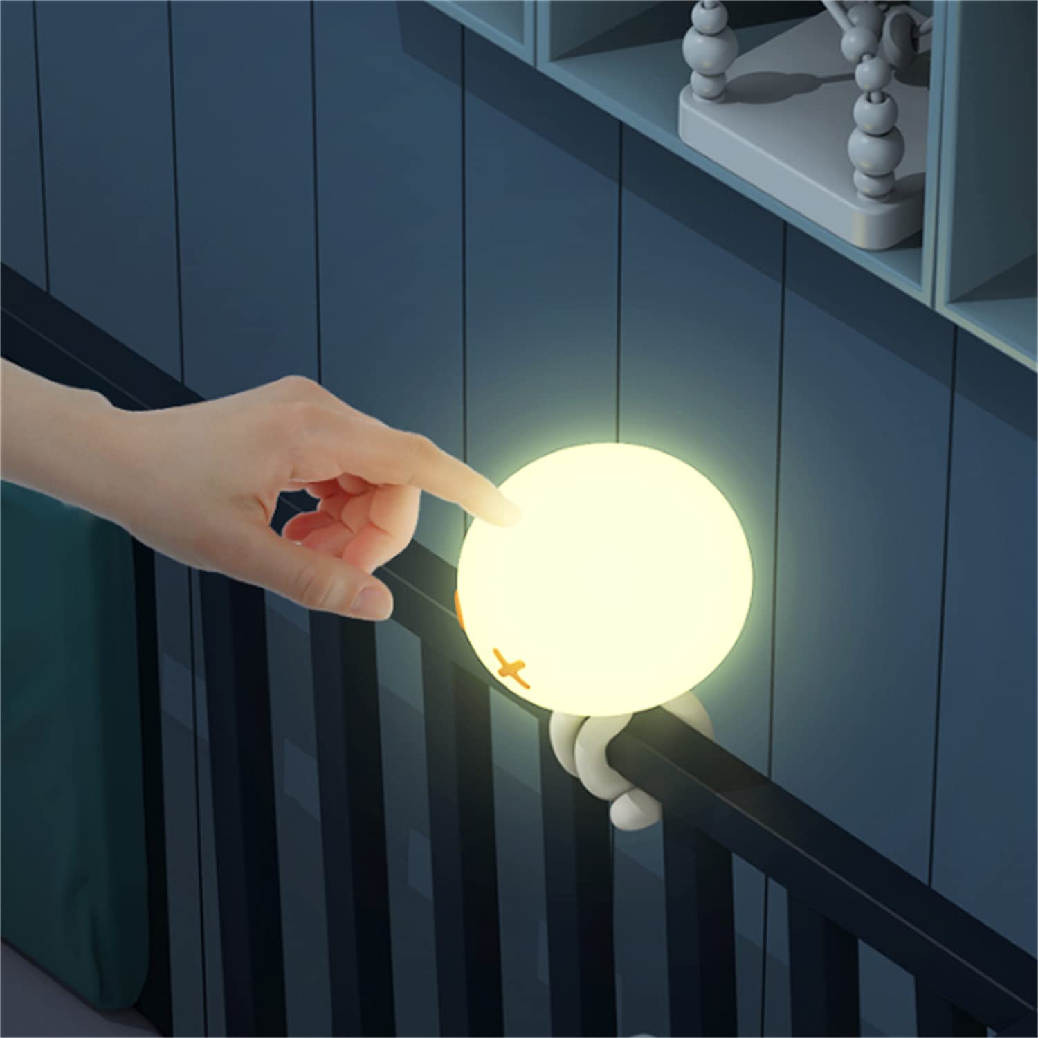 Kids Rechargeable LED Night Light │ Dimmable Baby Touch Control Lights with Charging 1800mAh │ Lovely Jellyfish Shape (Blue + IR Remote Contol)