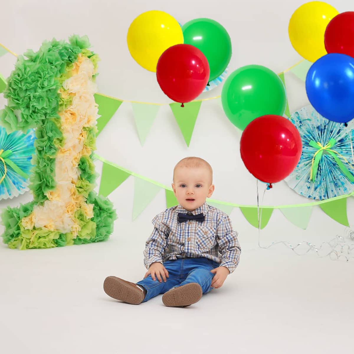 Red Blue Yellow Green Balloon Garland Kit, 121PCS Red Green Blue Yellow Balloons for Transportation Robot Street Birthday Baby Shower Graduations Carnival Circus Party Decorations