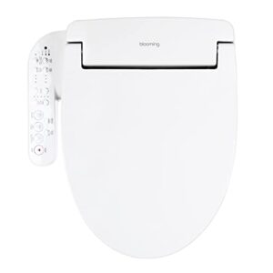 blooming nb-1360r bidet toilet seat (round), warm water with stainless steel nozzle, warm air dryer, heated toilet seat, sittable lid, nightlight, fits round toilets, white