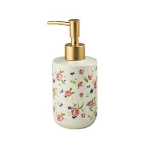 soap dispensers ceramic soap dispenser set with metal tray soap pump for kitchen sink bathroom accessory flower pattern set, 10.8oz lotion dispenser (style : floret)