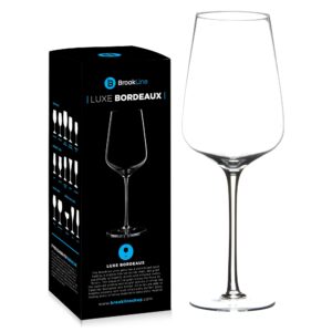 Brookline Wine Glass - Premium Crystal Italian Style Hand Blown, Long Stem 17.50 oz Red and White Wine Glass Set - Ultra Thin Stem Durable Glassware - Gift for Wedding, Birthdays and Party Glasses