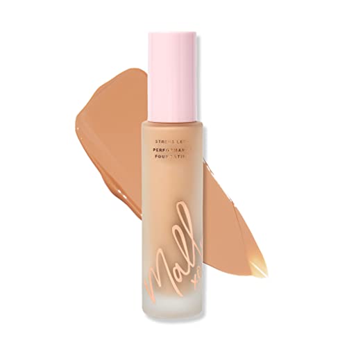 Mally Beauty Stress Less Performance Foundation - Medium - Buildable Medium to Full Coverage - Lightweight Foundation Liquid - Niacinamide Brightens and Hydrates Skin - Satin Finish