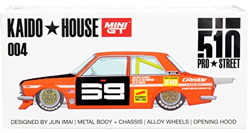 TRUE SCALE miniatures Datsun 510 Pro Street SK510 Orange and Black (Designed by Jun Imai) Kaido House Special 1/64 Diecast Model Car by True Scale Miniatures KHMG004