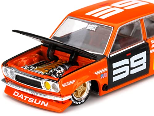 TRUE SCALE miniatures Datsun 510 Pro Street SK510 Orange and Black (Designed by Jun Imai) Kaido House Special 1/64 Diecast Model Car by True Scale Miniatures KHMG004