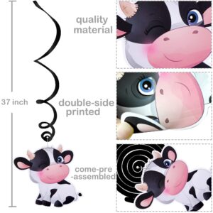 15Pcs Cow Birthday Party Decoration Cow Hanging Swirls for Farm Animal Theme Birthday Party Supplies