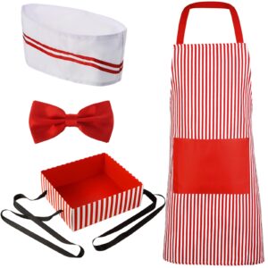 satinior 4 pcs adult waiter costume kits hot dog soda jerk movie night waiter cosplay costume 50s carnivals circus party(red and white stripe)