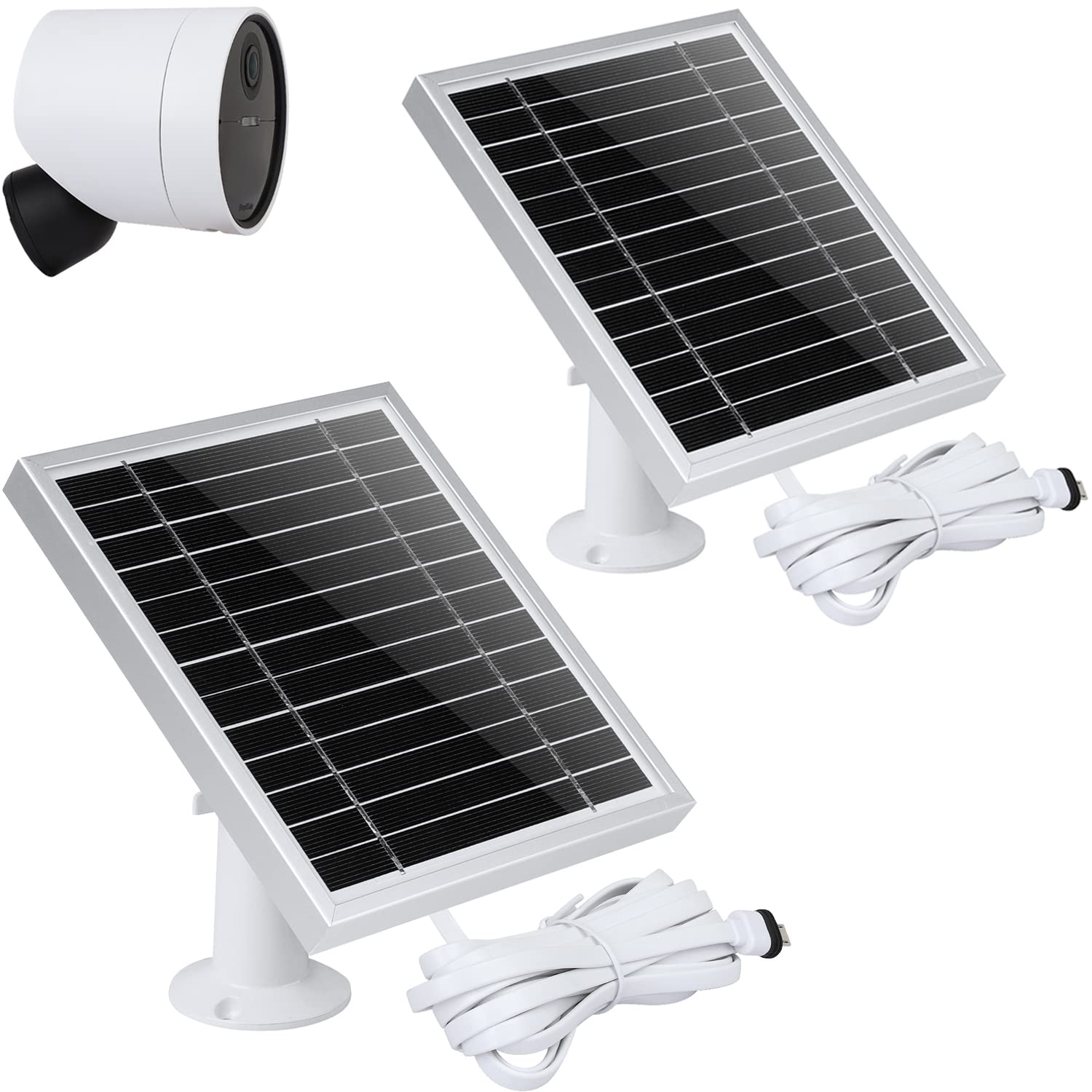 UYODM 2PACK Solar Panel Compatible with SimpliSafe Outdoor Security Camera,Power Your SimpliSafe Outdoor Camera continuously,AL Alloy Frame Durable and Sturdy - Silver