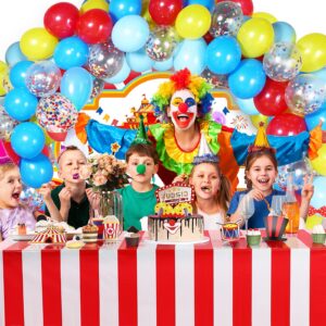 Circus Carnival Party Decoration Including Circus Confetti Balloons Kit Carnival Photography Backdrop Banner Carnival Party Tablecloths for Kids Boys Girls Birthday Party Decorations Supplies