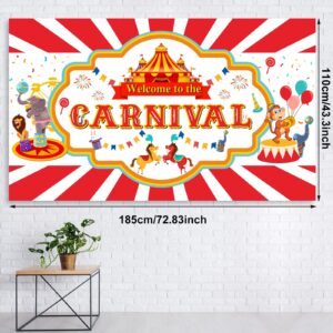 Circus Carnival Party Decoration Including Circus Confetti Balloons Kit Carnival Photography Backdrop Banner Carnival Party Tablecloths for Kids Boys Girls Birthday Party Decorations Supplies