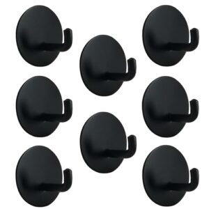 yukrilt black adhesive hooks - 8 pack 15lb(max) sticky wall hooks for hanging, waterproof rustproof removable stainless steel towel hooks, bathroom kitchen shower heavy duty self adhesive hooks