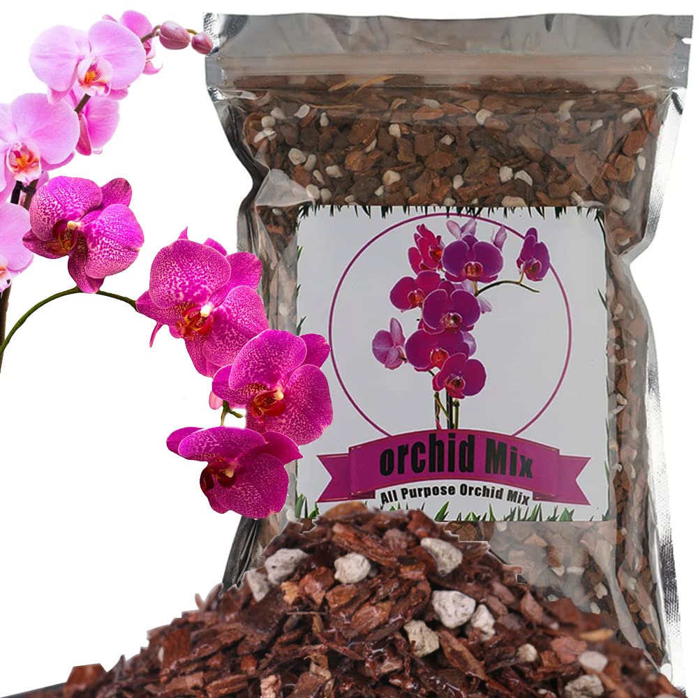 All Purpose Orchid Soil Potting Mix - Orchid Bark & Organic Perlite for Plants - All Natural Potting Soil Media Has Good Drainage for Planting or Orchid Repotting (1 qt)