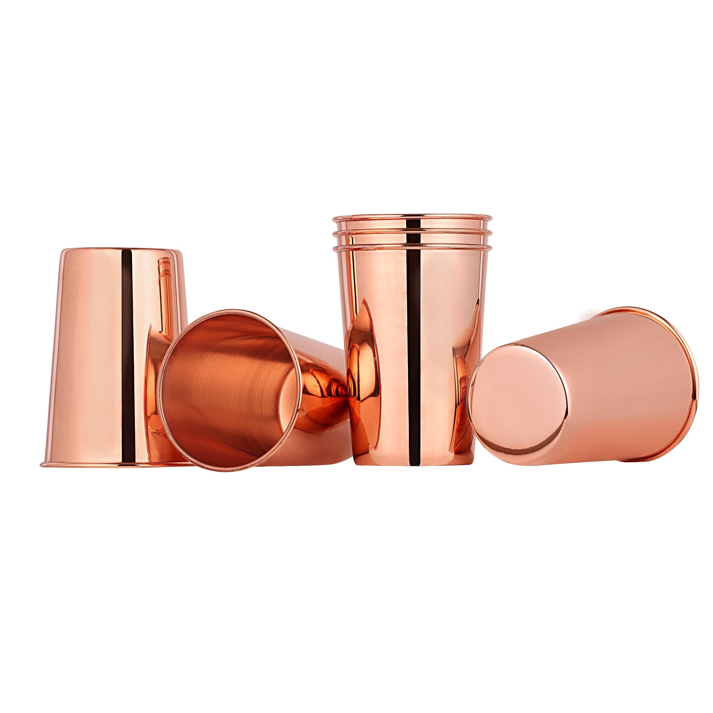 Pure Copper Tumbler Set of 6, UNLINED, UNCOATED and LACQUER FREE, 350 Ml (11.8 US Fl Oz) Capacity For Ayurveda Health Benefits