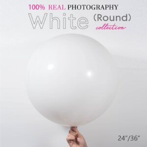 24 inch Large Round White Balloons 10 Pack Thick Big jumbo Latex Balloons Giant oversized Balloon for wedding anniversary Birthday Engagement Party Decorations