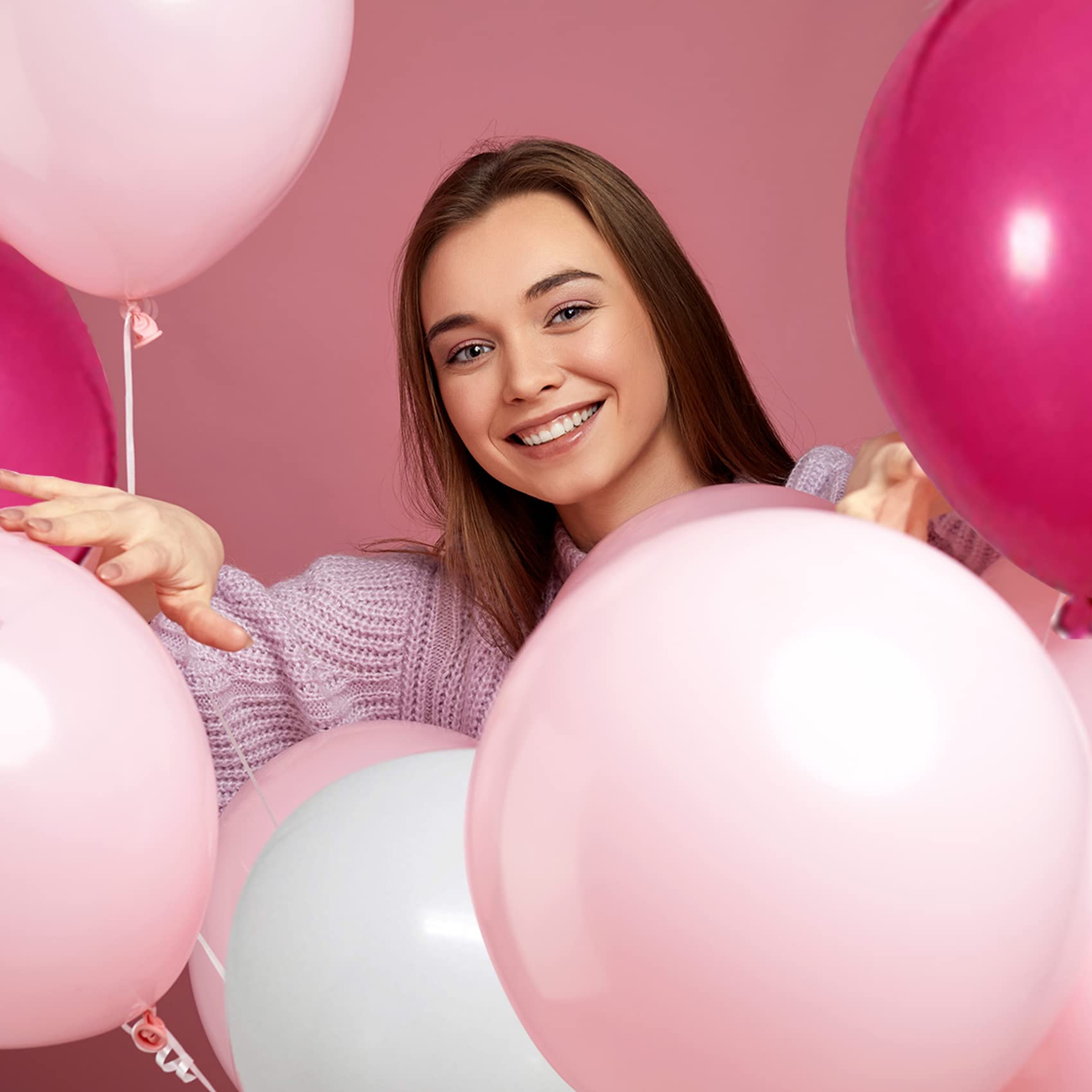 Sweet 16th Birthday Decorations for Girls, Pink and White 16 Happy Birthday Balloons，16th Birthday Party Supplies for Her Daughter Kids Including Pink Happy Birthday Banner, Hot Pink Number 16 Foil Balloons