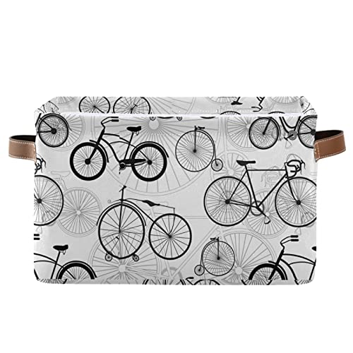 xigua Bicycle Bike Print Storage Baskets,Large Decorative Collapsible Rectangular Canvas Fabric Storage Bin for Home Office(15x11x9.5inch,1 Pack)